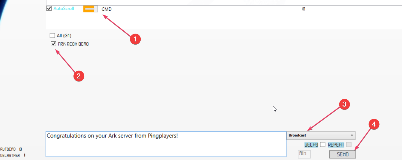 PingPlayers | How to connect to your Ark Survivor Evolved with Rcon.