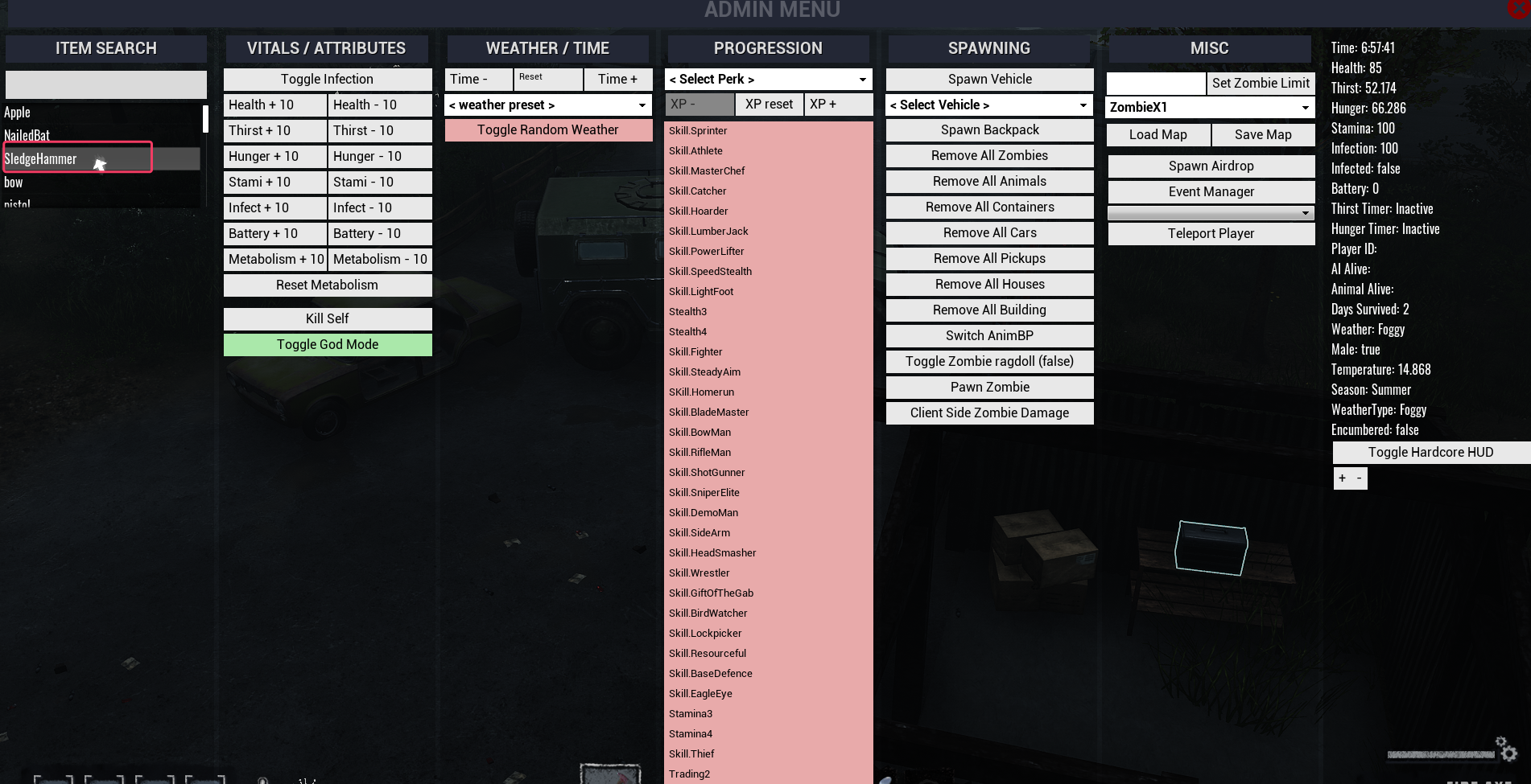 PingPlayers | How to spawn items and cars on your HumanitZ server.