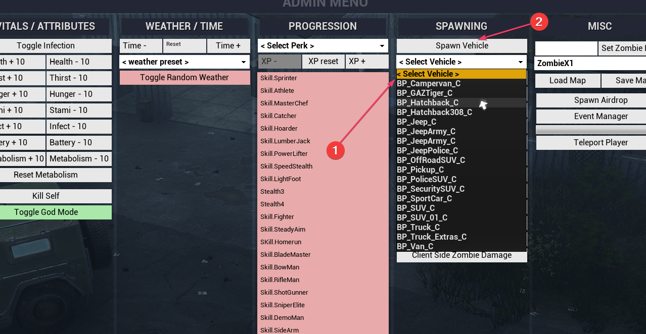 PingPlayers | How to spawn items and cars on your HumanitZ server.